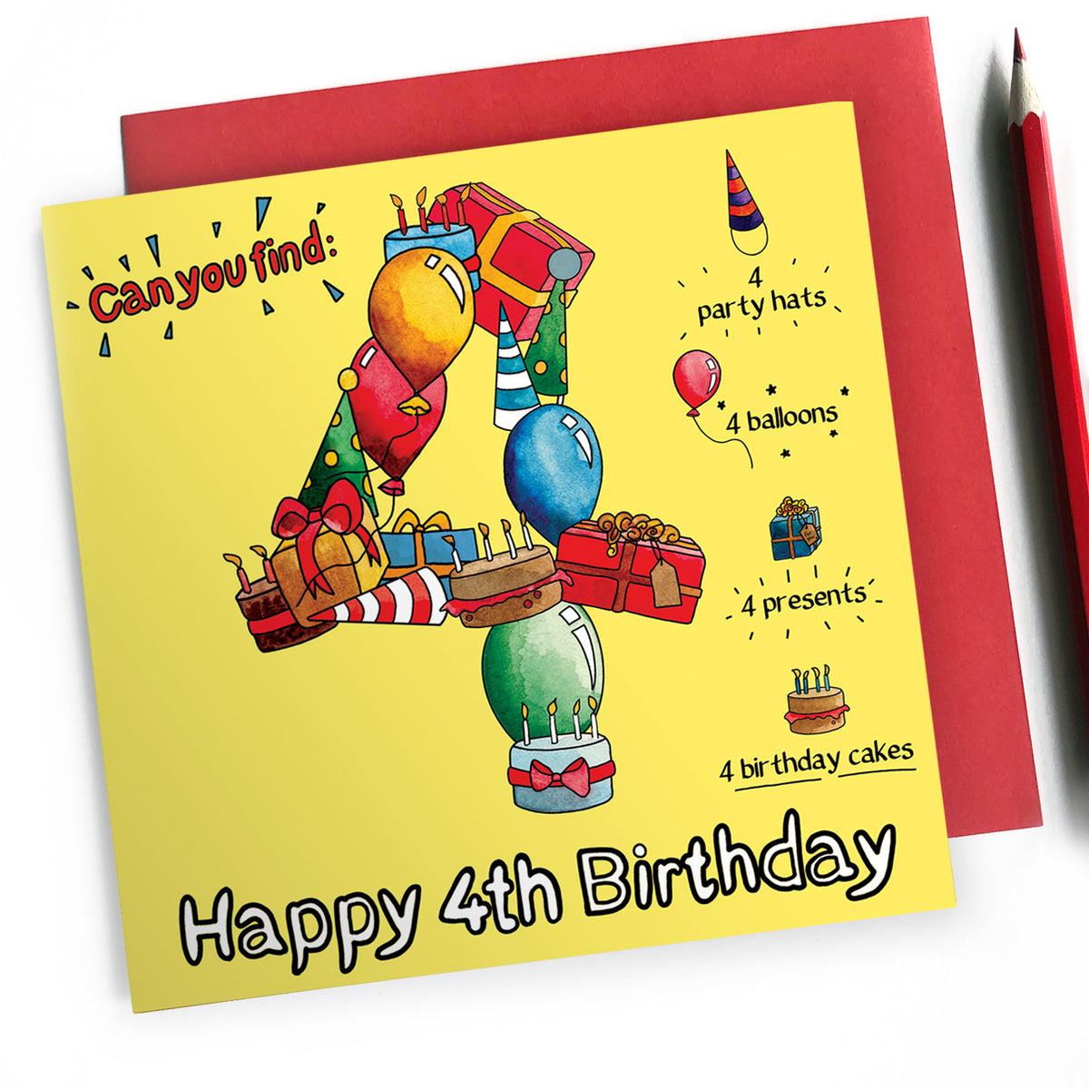 Happy 4th Birthday - Activity Card – Yeti Cards & Gifts