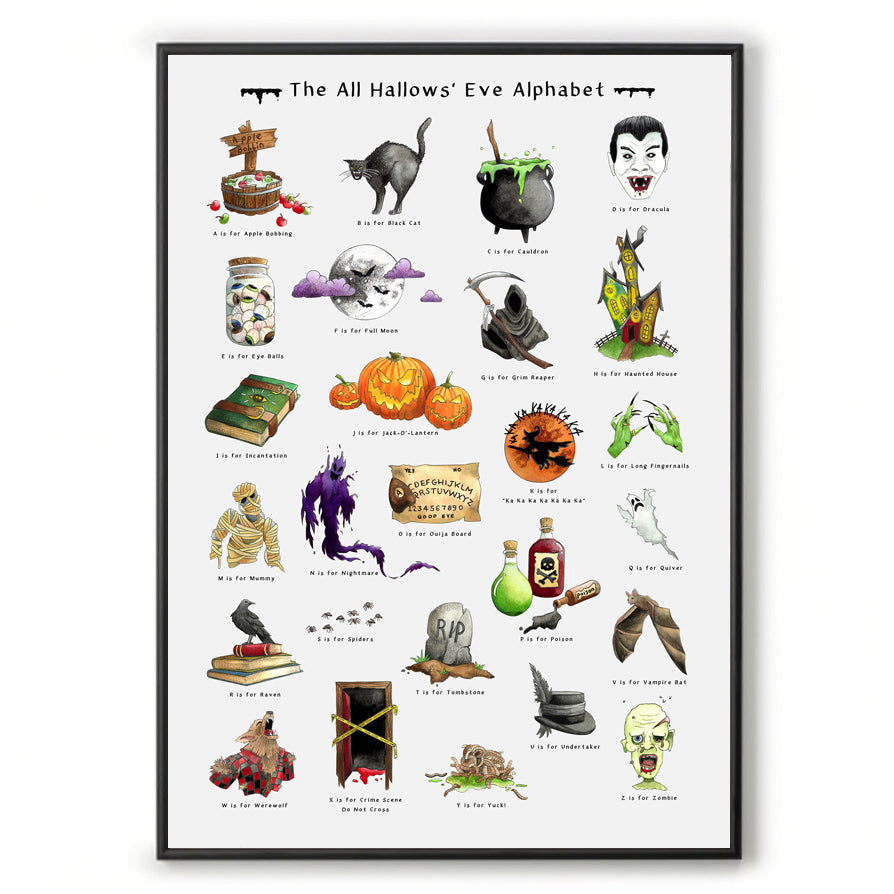 The All Hallow's Eve Alphabet Art Print – Yeti Cards & Gifts